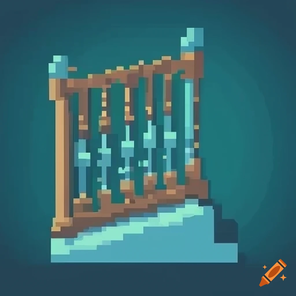 Pixel art of a wooden gate on Craiyon