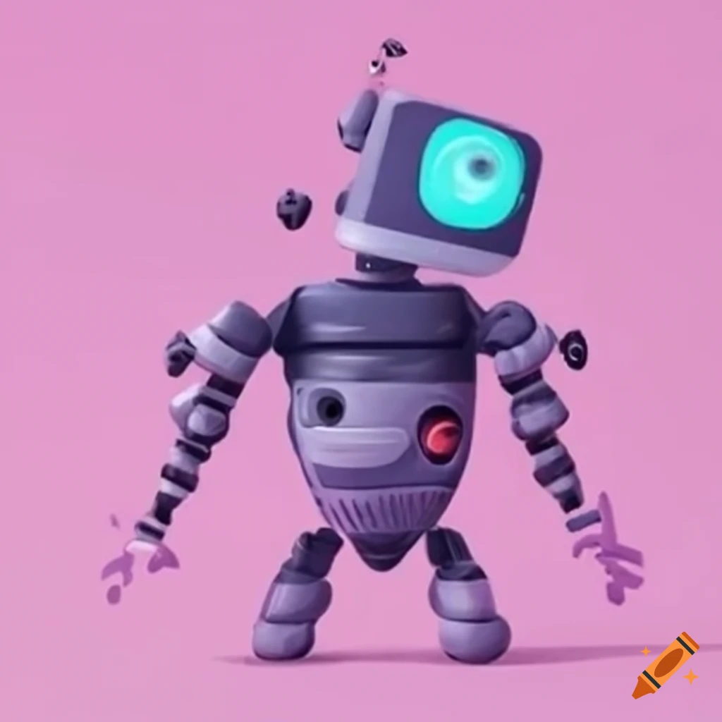 Cheerful robot in various poses on Craiyon