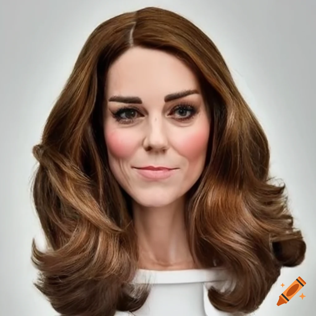 Kate middleton styling head with long flowing hair on Craiyon