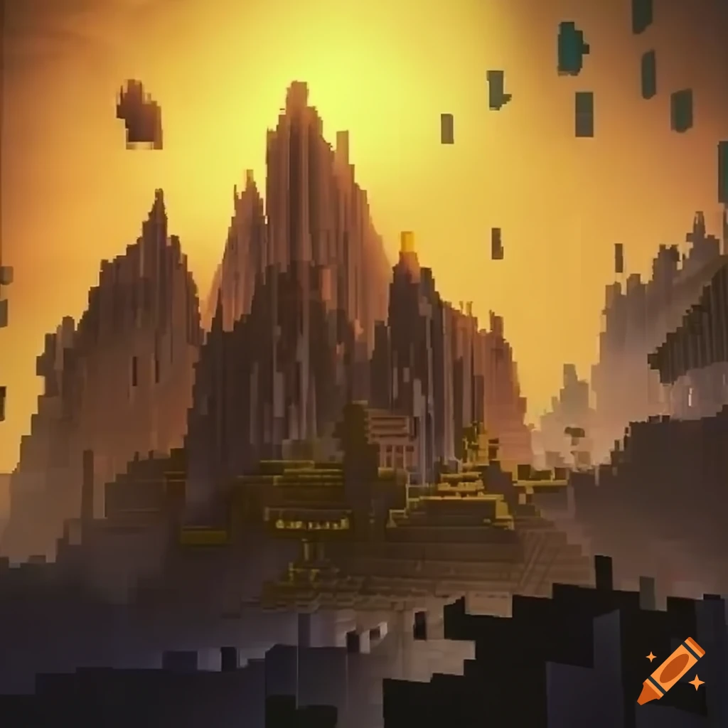 Epic h.p. lovecraft themed minecraft build on Craiyon