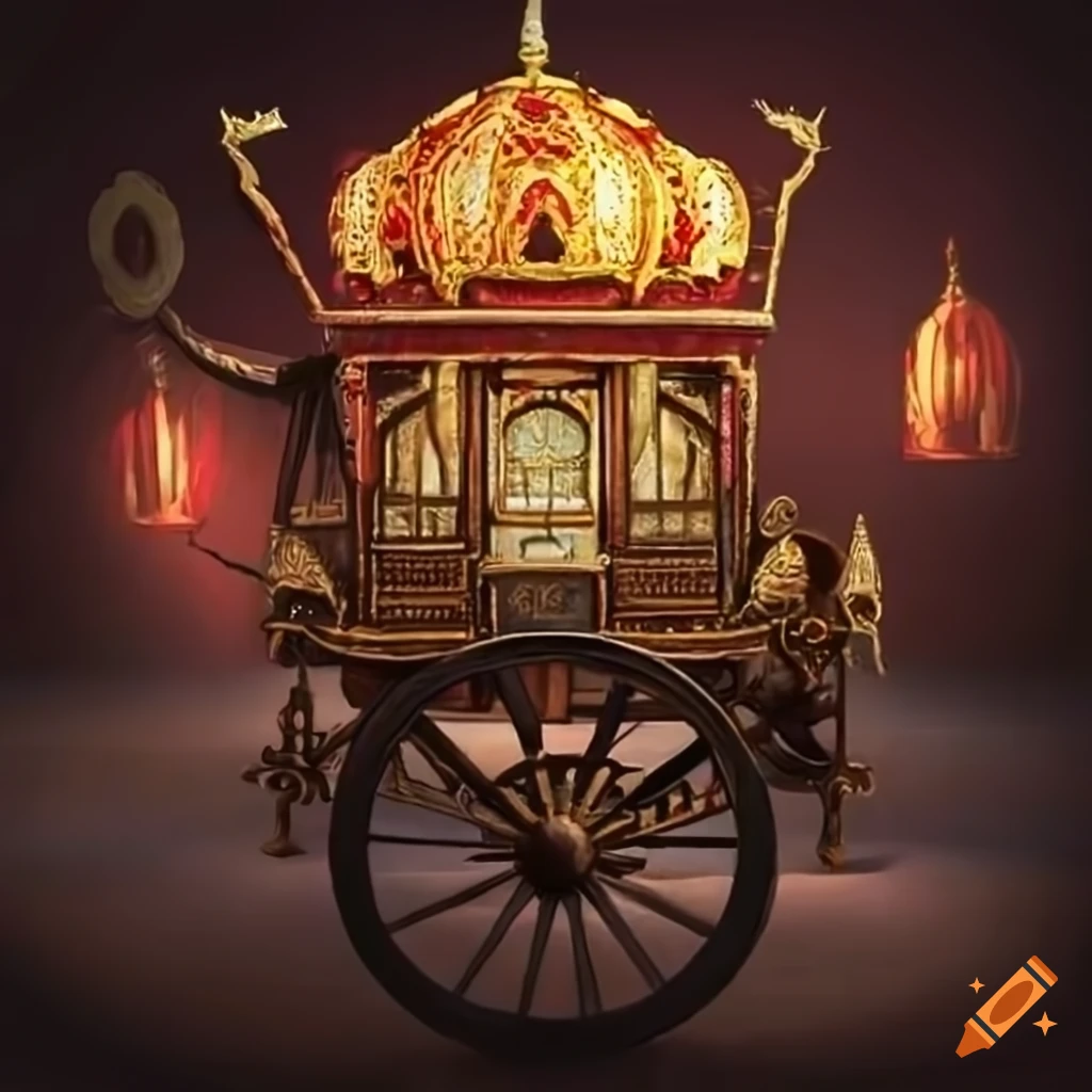 Carriage of a mysterious merchant in an east asian fantasy world