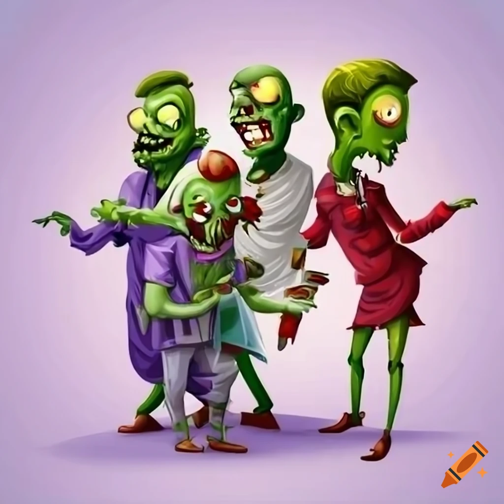 Cartoon zombies having a conversation on Craiyon