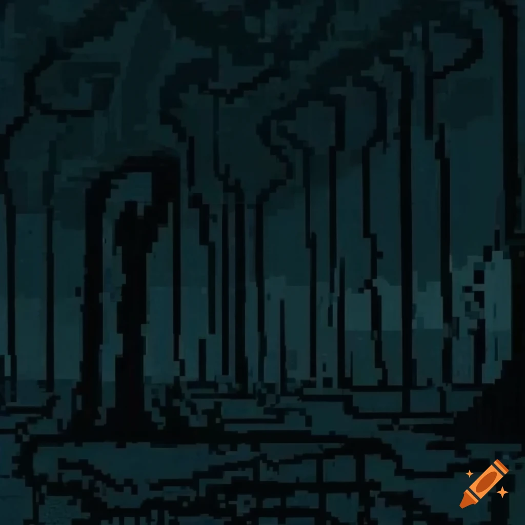 1bit pixel art of lovecraftian horror game on Craiyon
