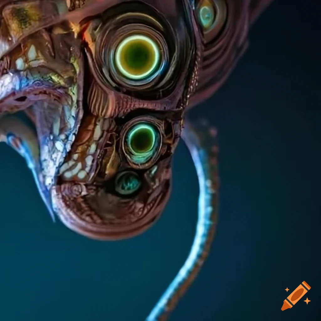 Spectacular futuristic giant cyborg alien space mecha on Craiyon