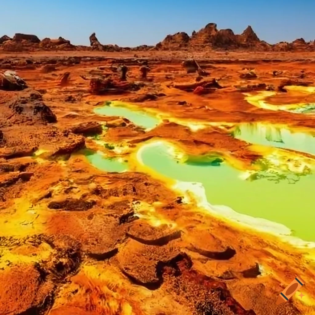 Colorful geysers in dallol, ethiopia on Craiyon
