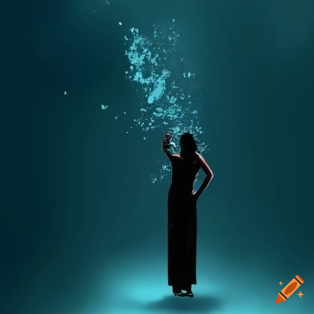 Colorful watercolor painting of a person standing in water on Craiyon