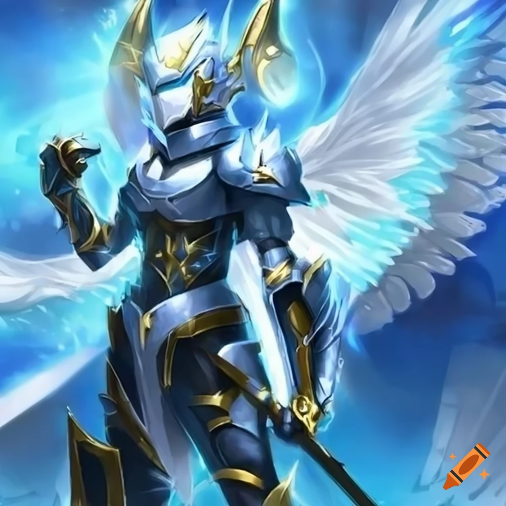 Anime artwork of a white and gold armored warrior