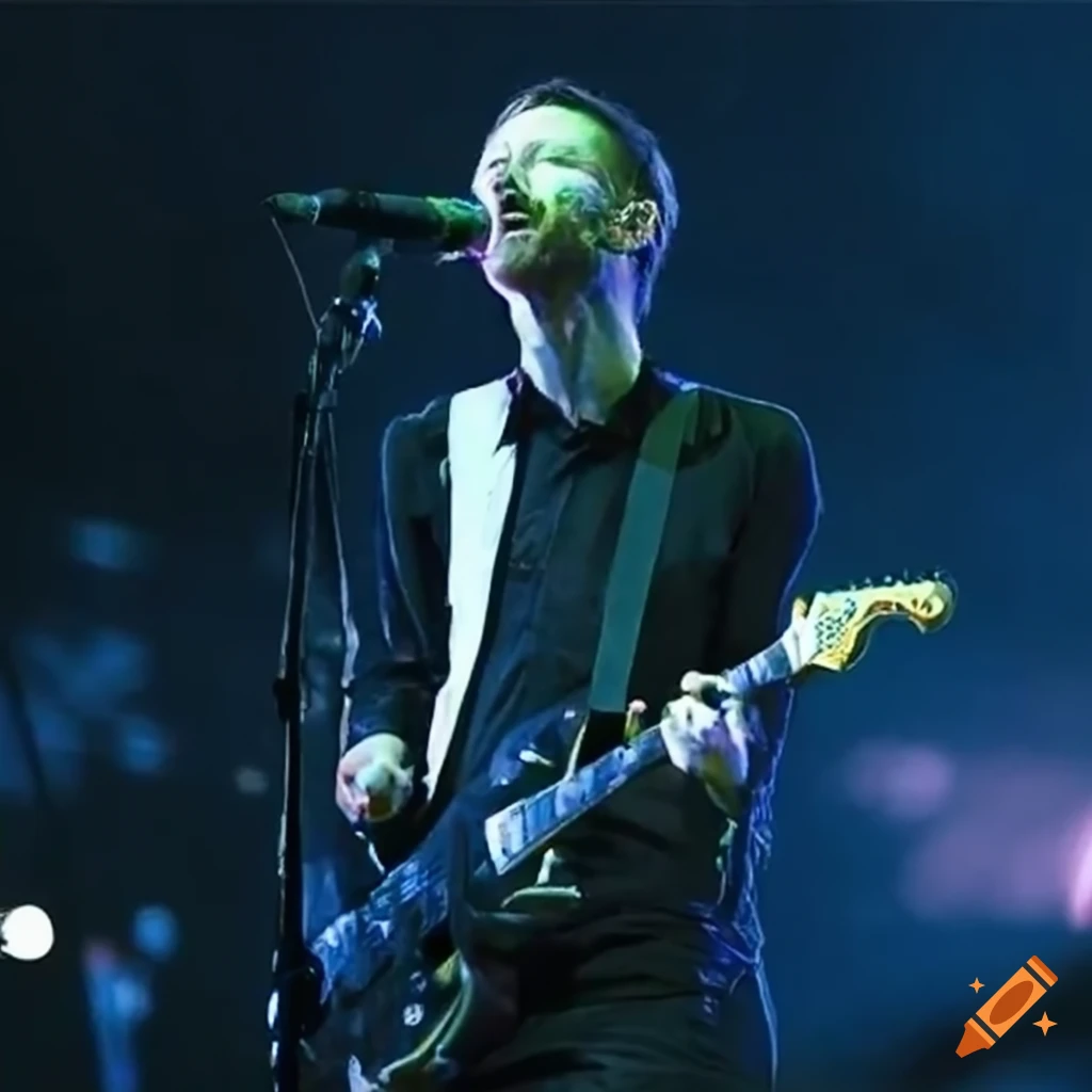 Tom york of radiohead performing sign language at concert on Craiyon
