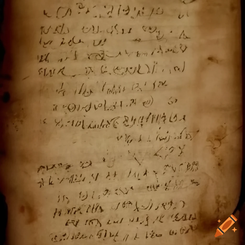 Vertical writing resembling quipus on old paper on Craiyon