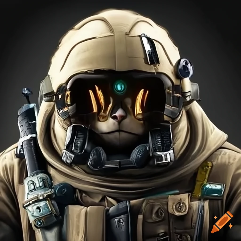Image of a cat in military space pilot costume on Craiyon