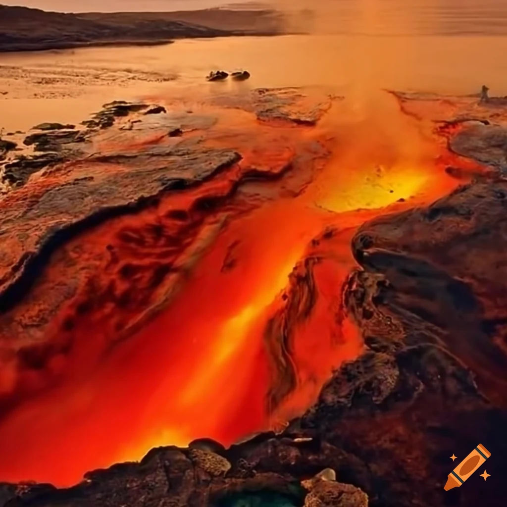 Vibrant volcanic geysers in danakil depression, ethiopia