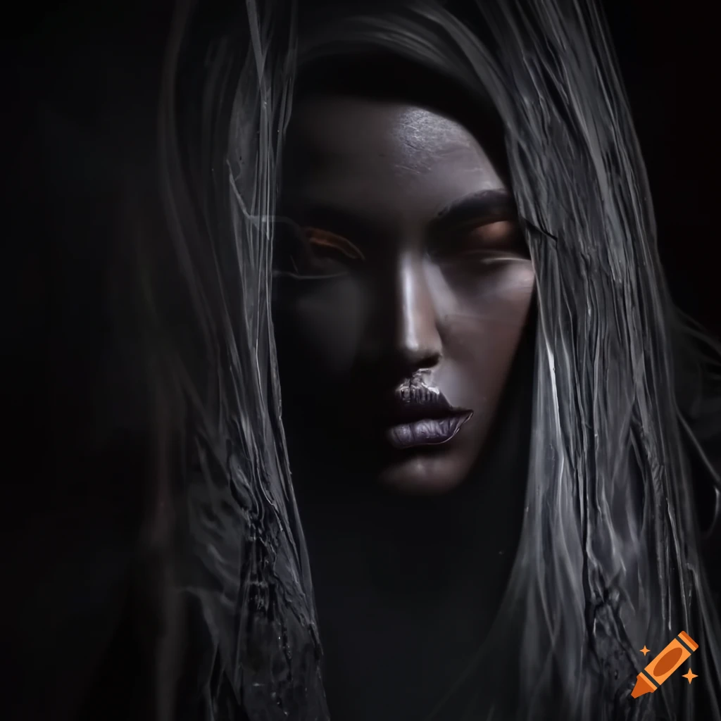 Dark obsidian mirror sculpture