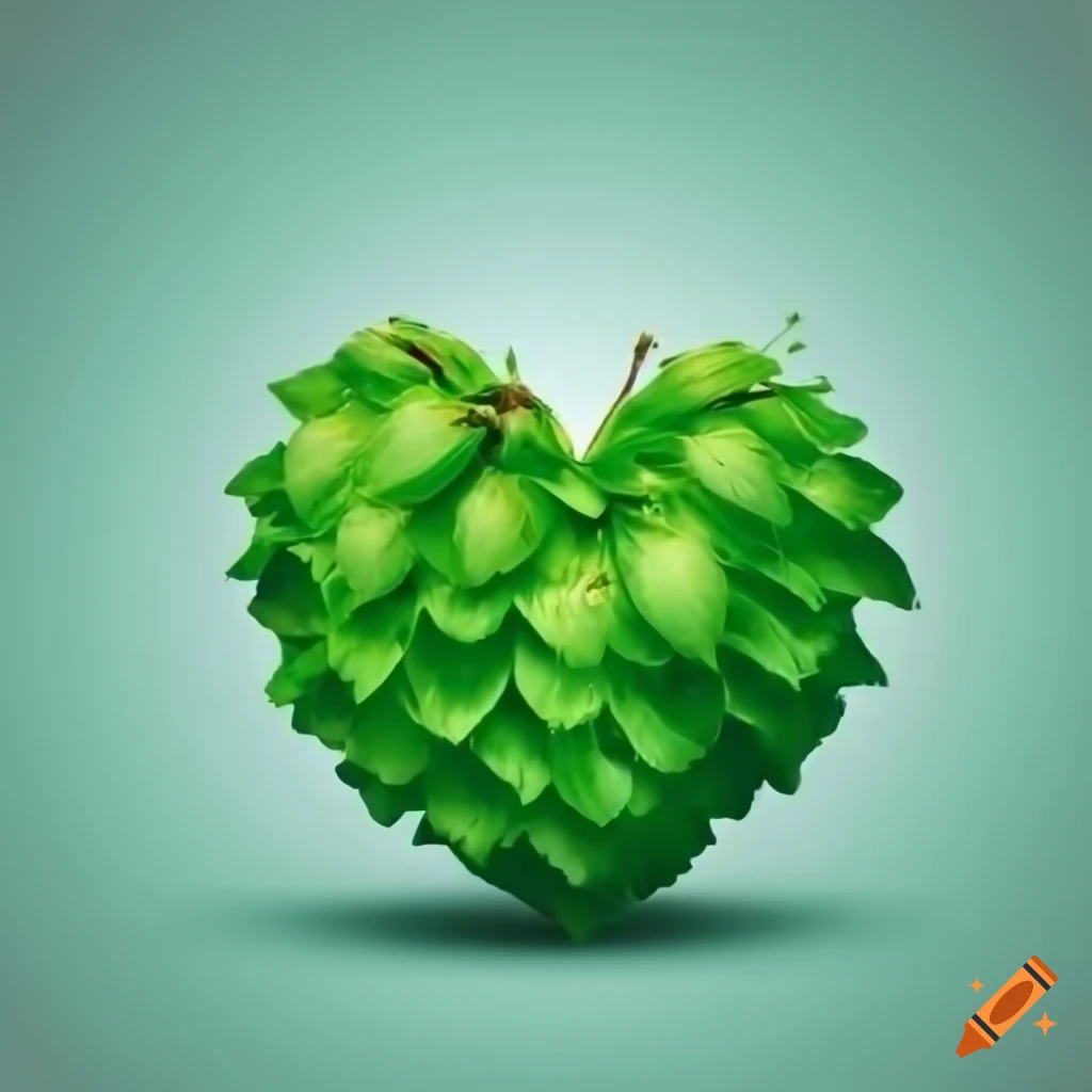 Green hop heart on white background on Craiyon