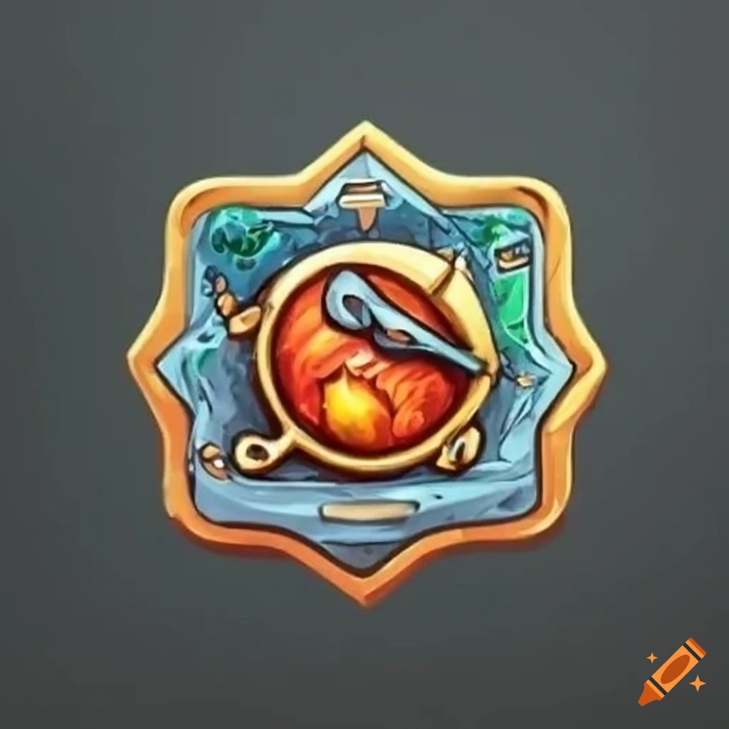 Sleek rpg fire merit badge icon on black background on Craiyon