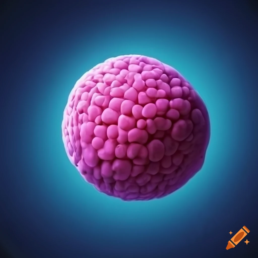 Abstract art with blue cell and pink bump