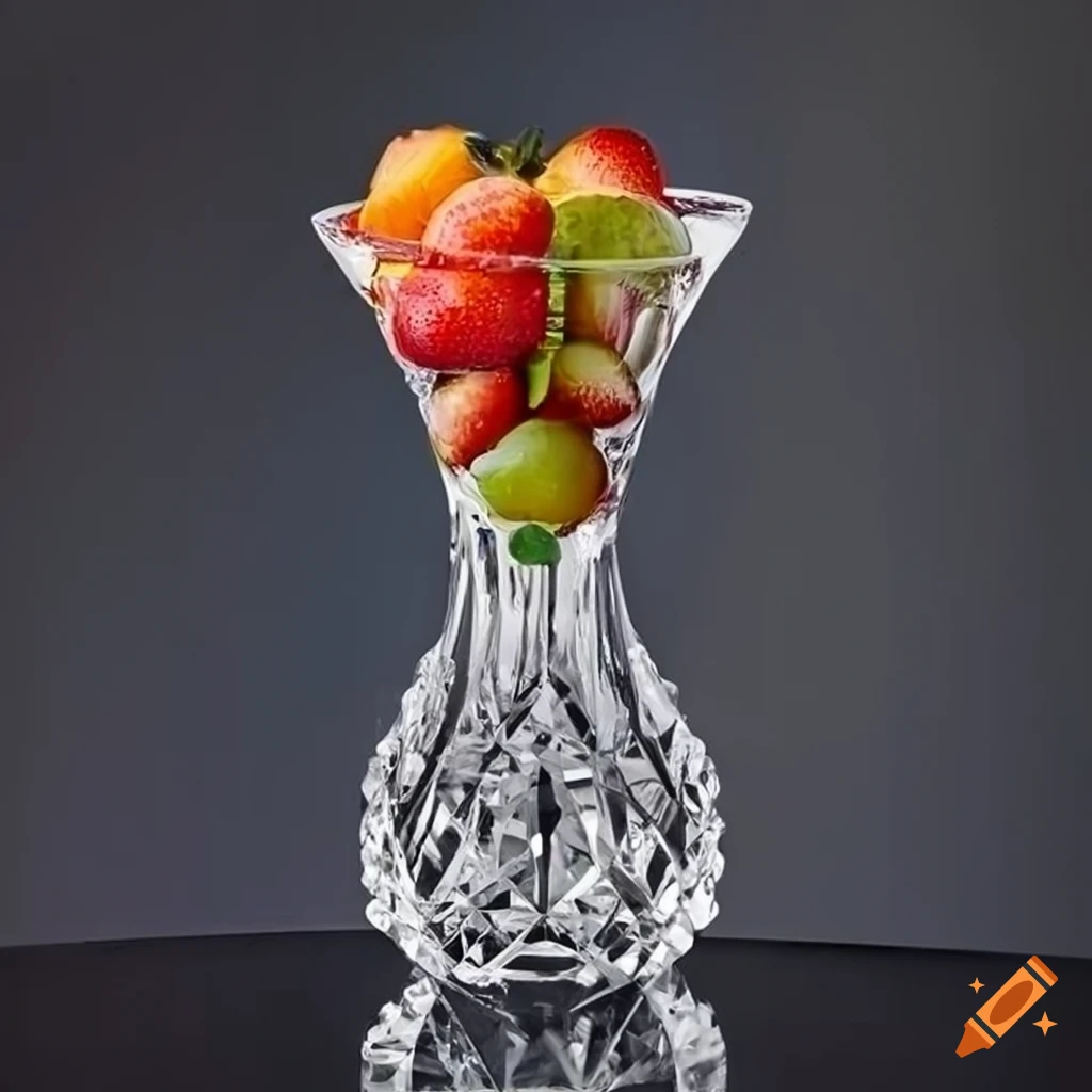 Crystal vase filled with fresh fruit on Craiyon