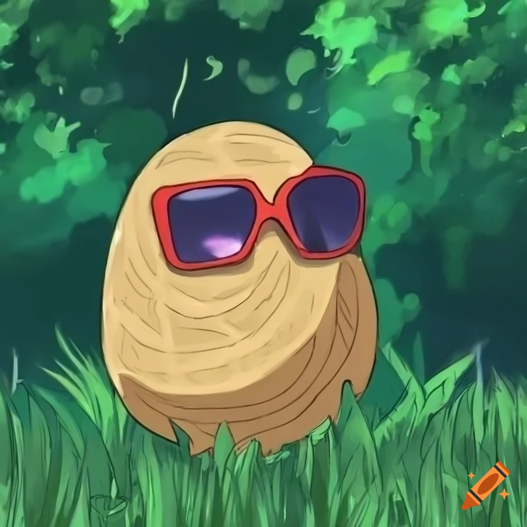 Peanut dressed as pokémon in long grass