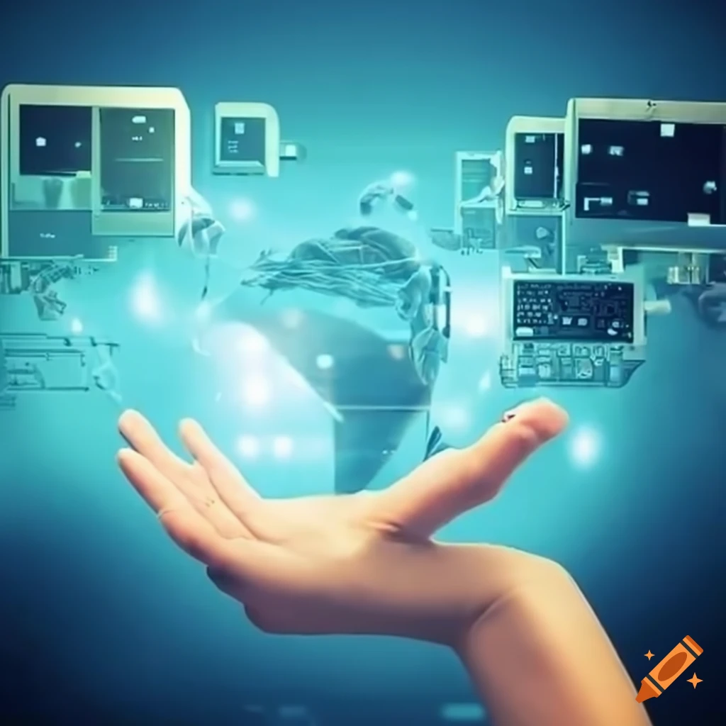 Hands using computers in a manufacturing room on Craiyon