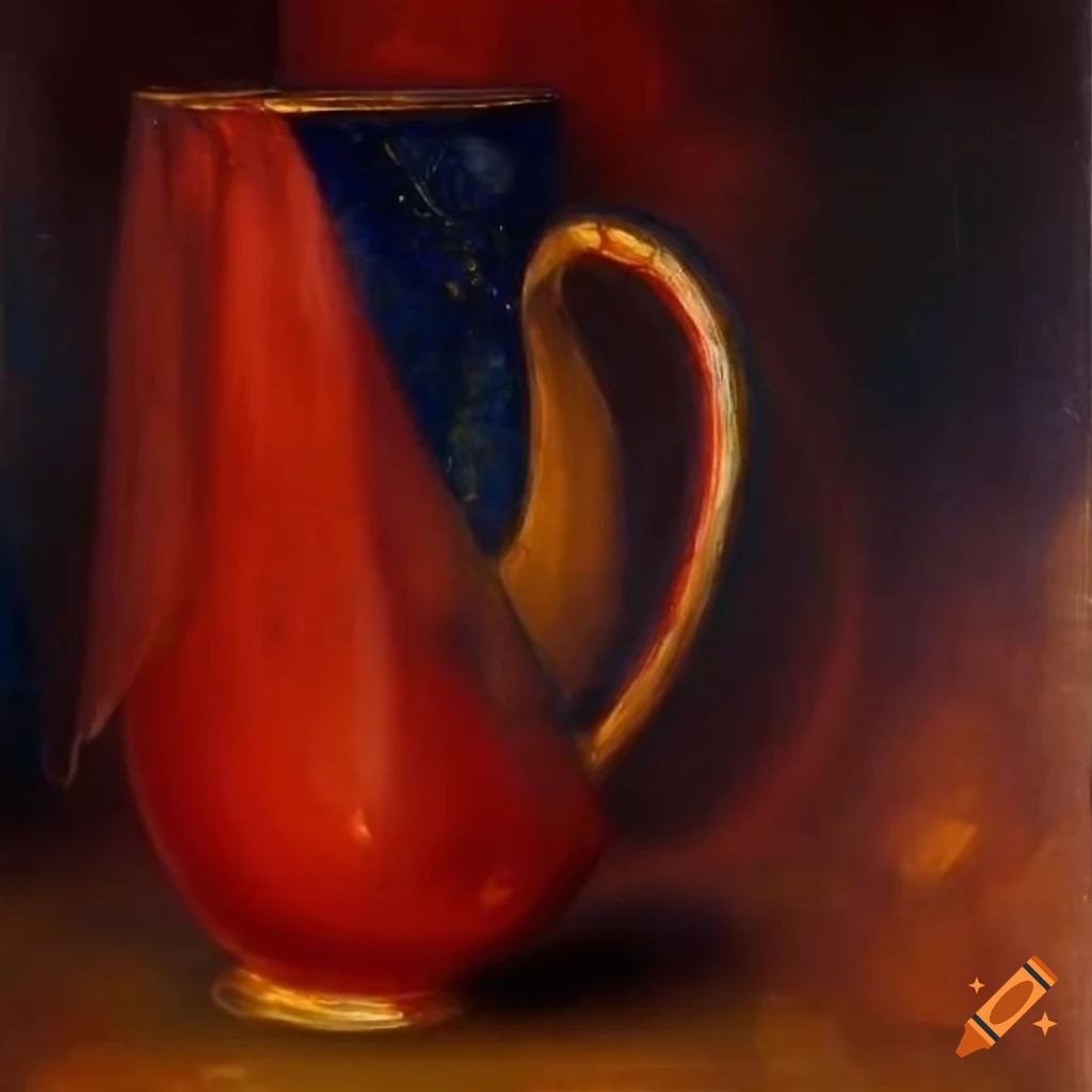 Oil painting of Scarlet Glass Reflection of Lapis Lazuli on Craiyon
