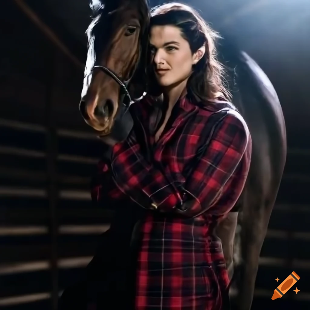 Detailed photograph of Rachel Weisz as a horse rider on Craiyon