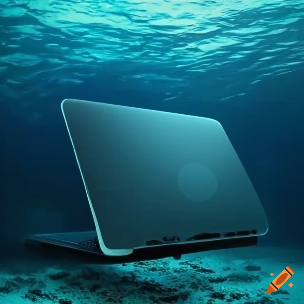Programmer working on laptop by the ocean on Craiyon