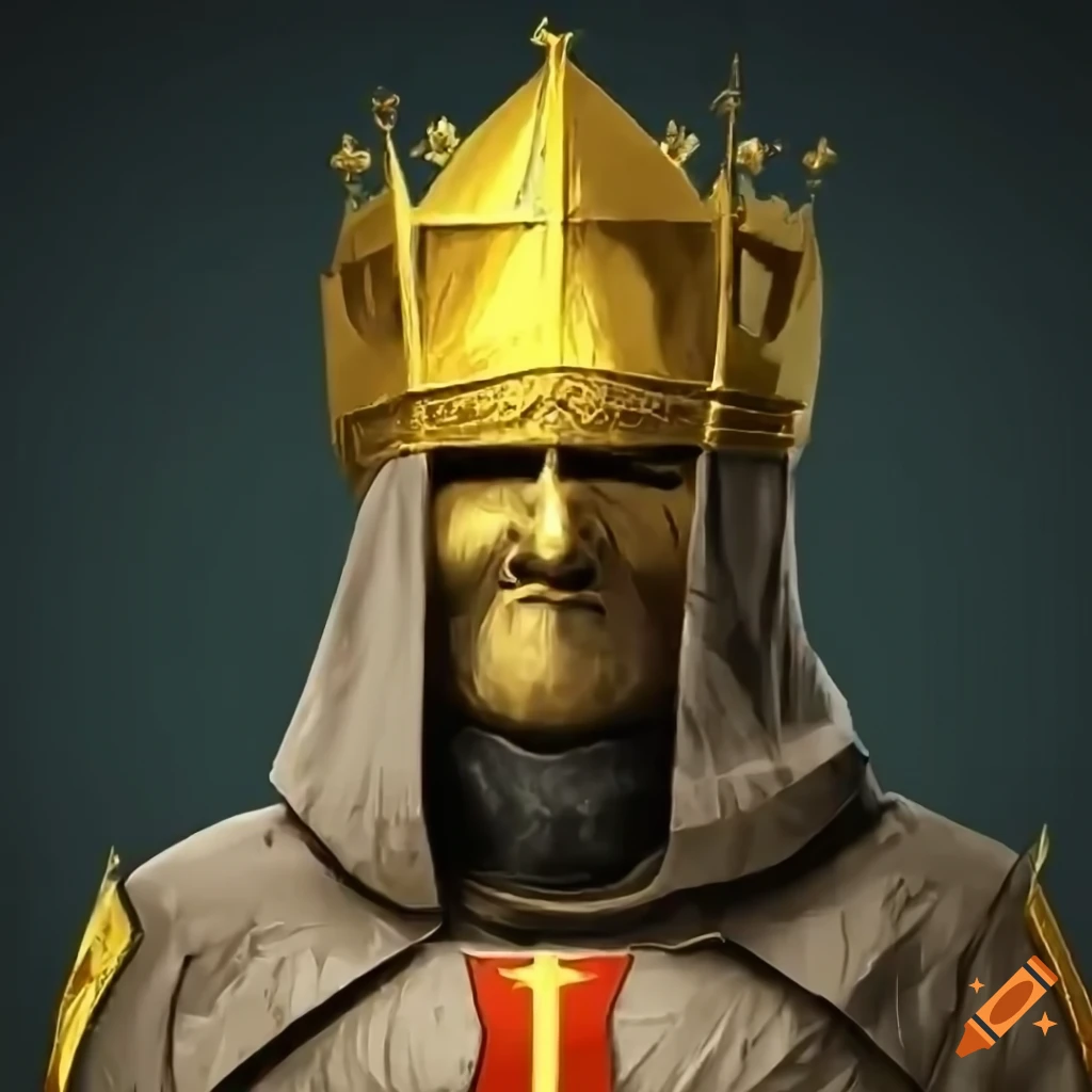 Golden bishop with sun symbols