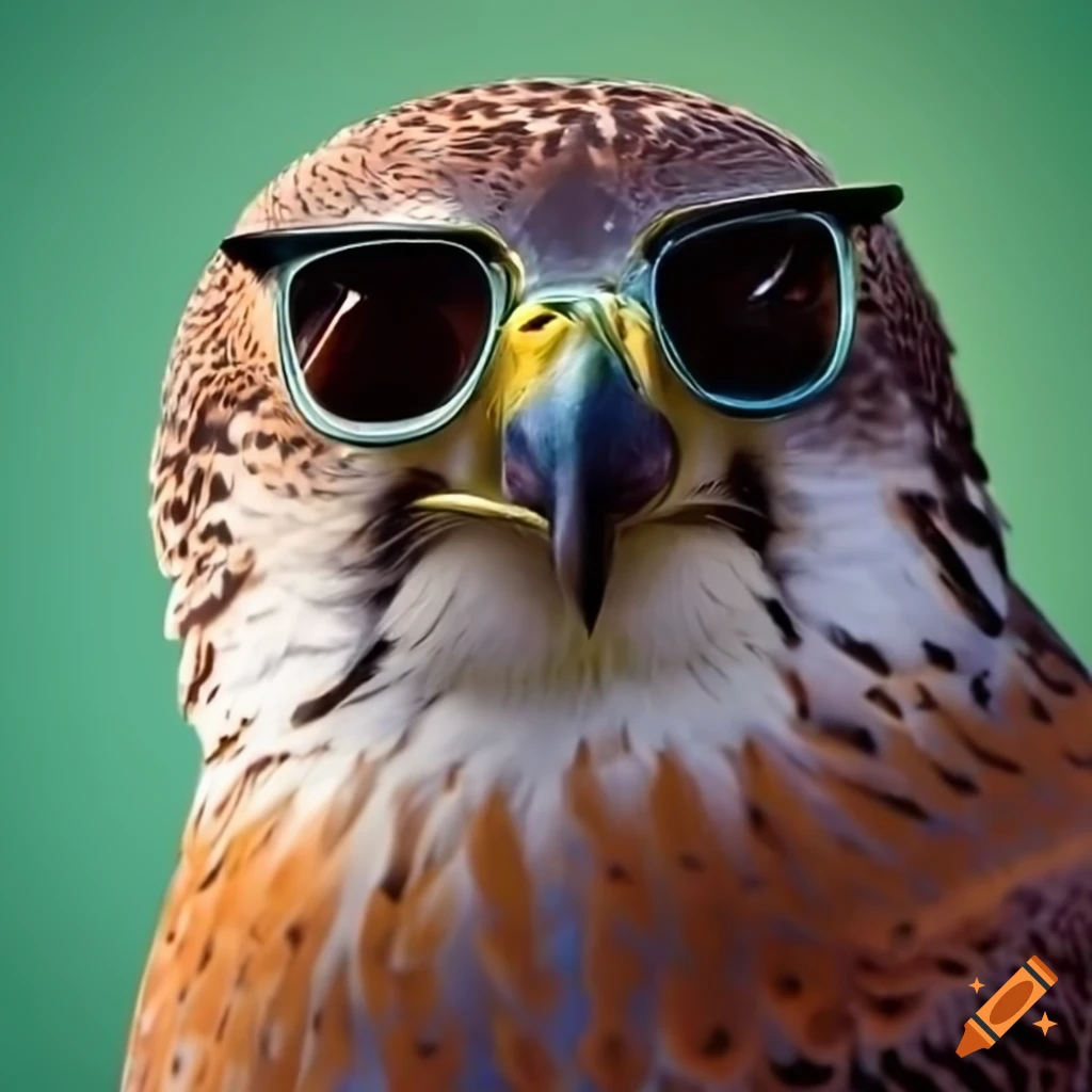 Funny falcon with glasses on Craiyon
