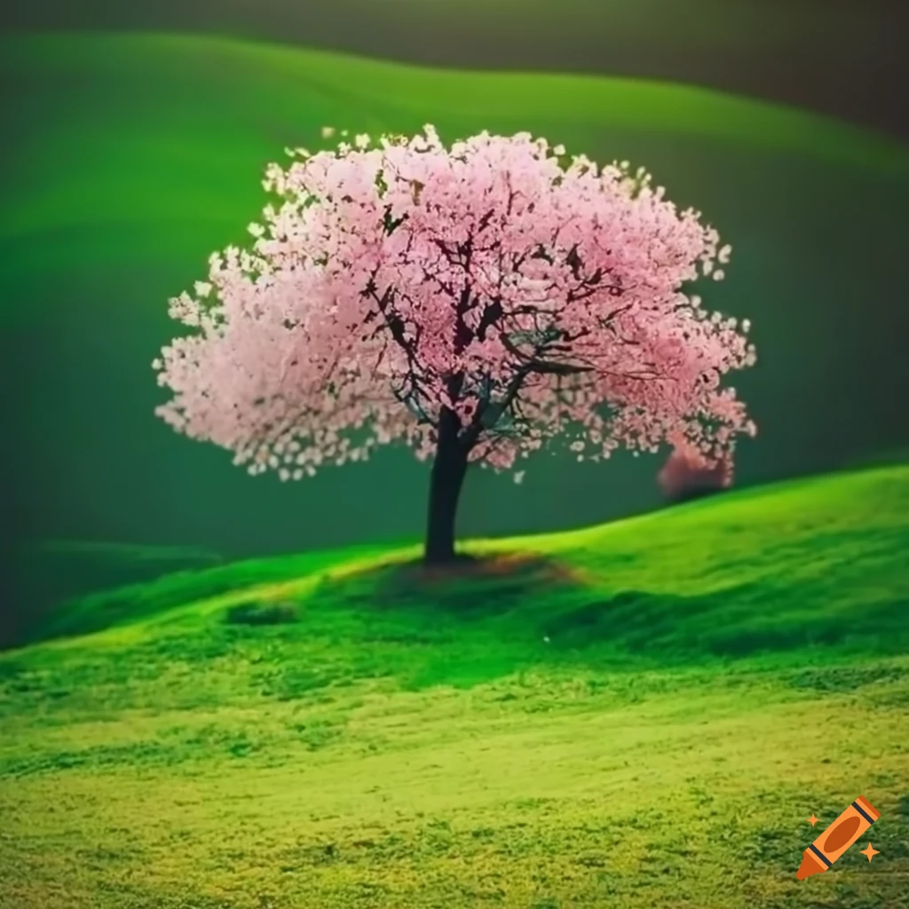 Blossom Tree On Grass Hill blossom-tree-on-grass-hill