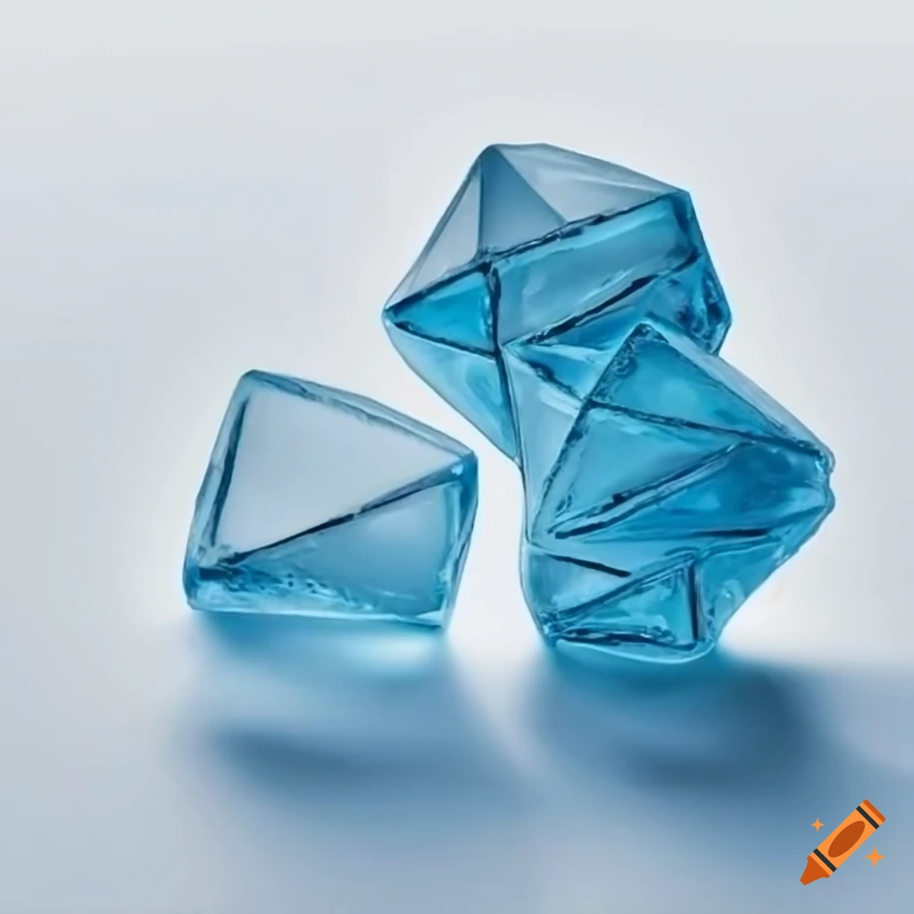 Octahedral ice cubes on white background on Craiyon