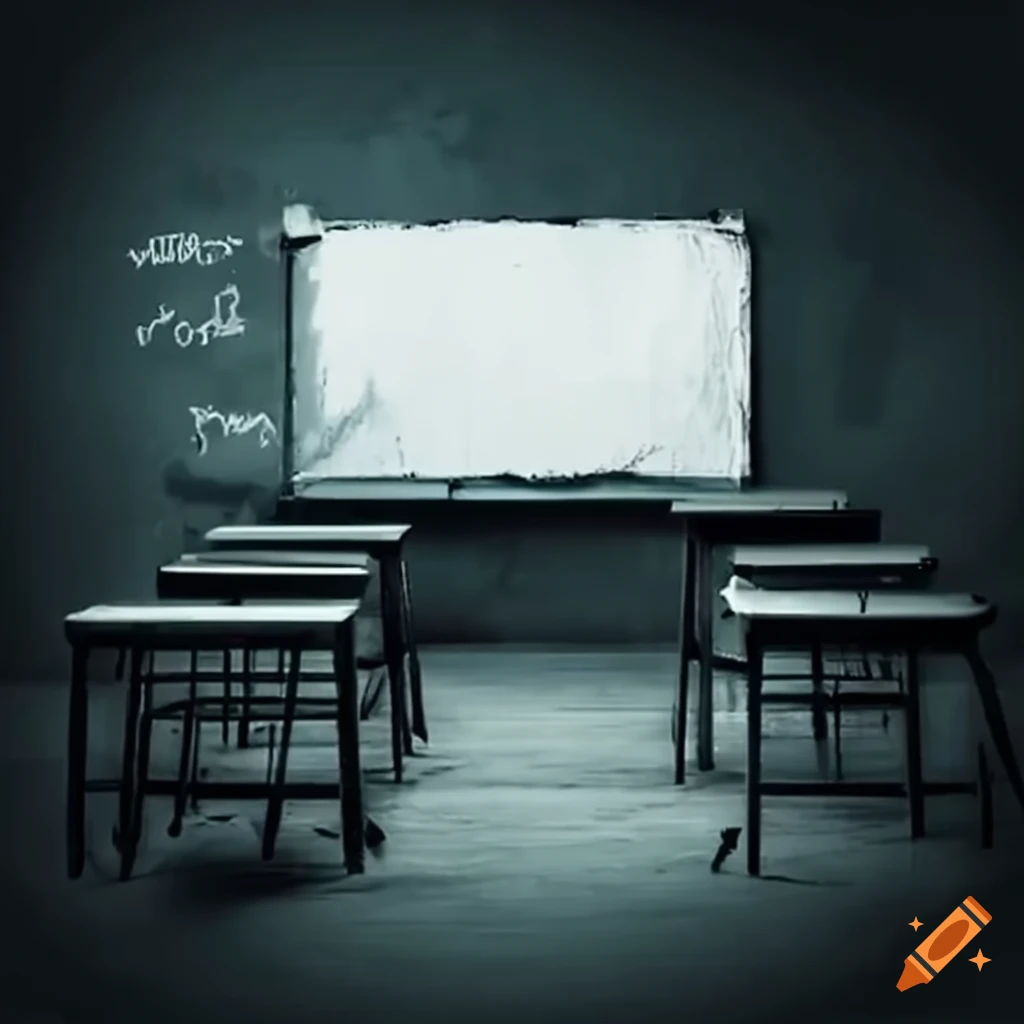 Creepy classroom with a ghostly presence on Craiyon