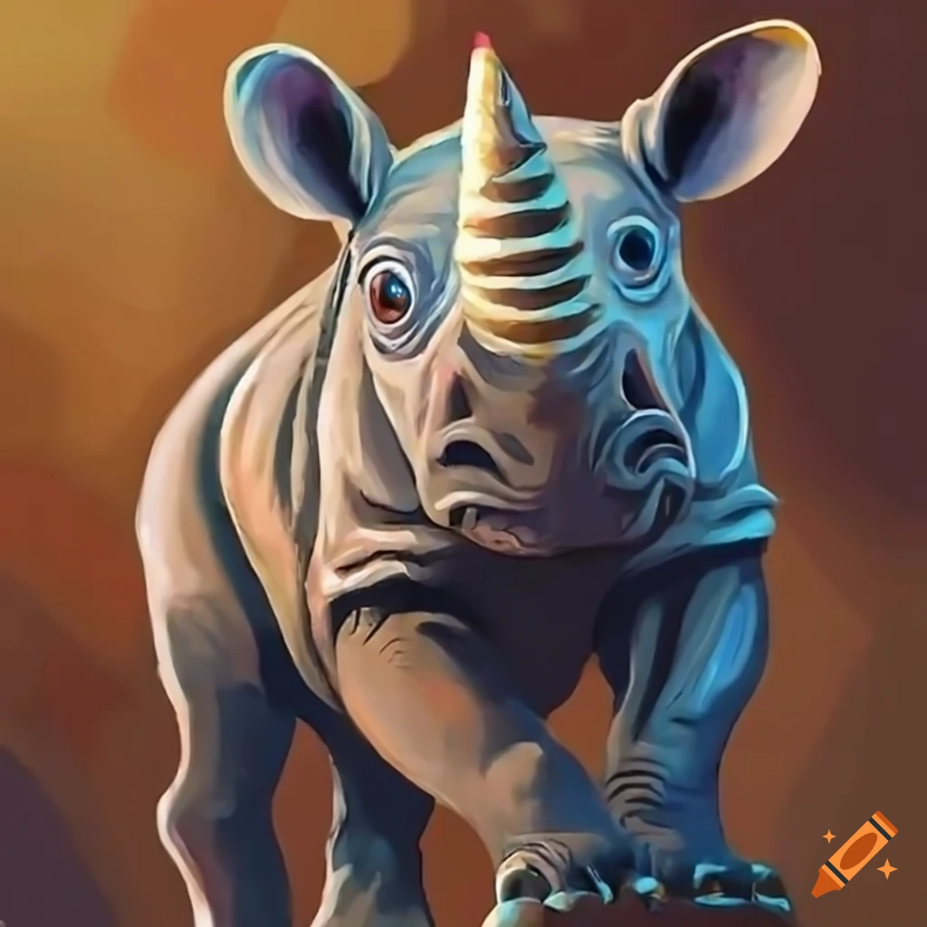 Cute little rhino with sunglasses and headphones on Craiyon