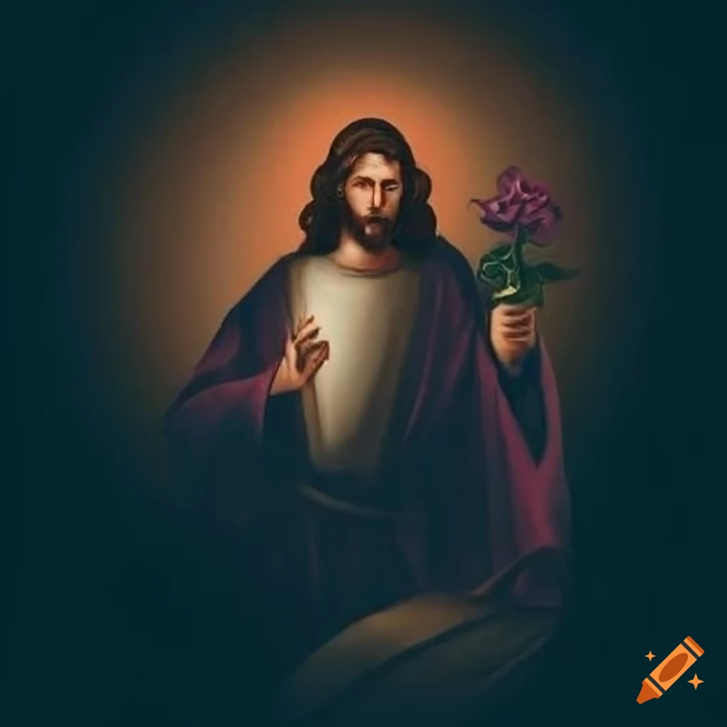 Artistic portrayal of jesus with flowers on Craiyon