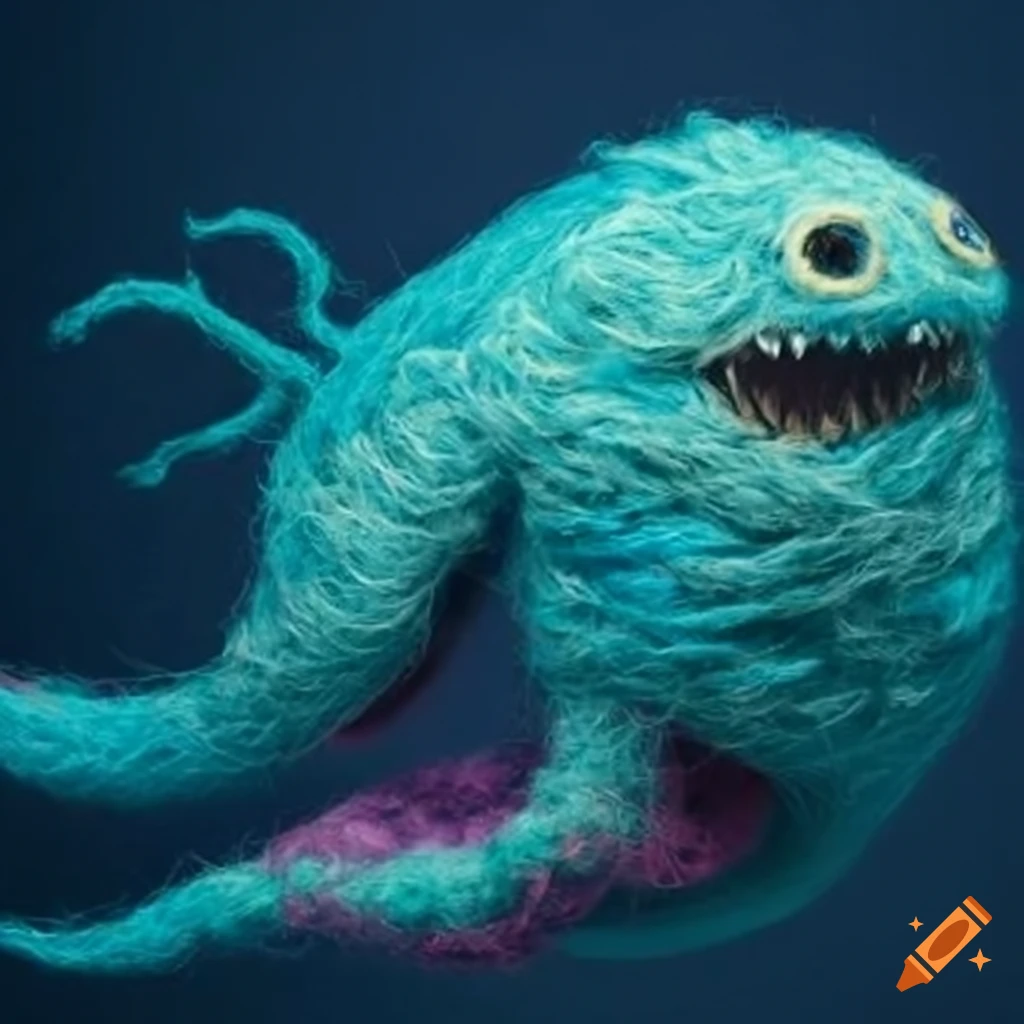 Felted wool sea monsters