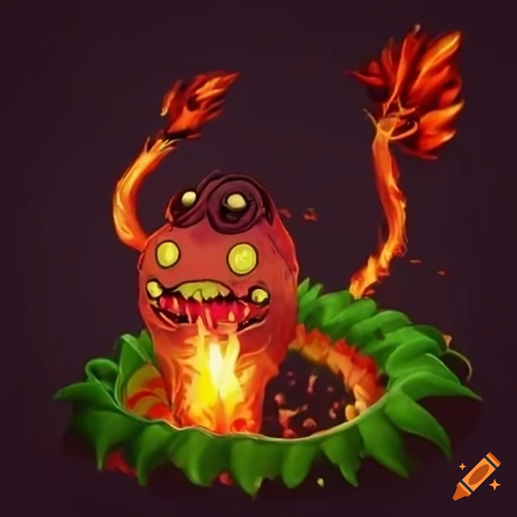 Artwork of a fire-plant from my singing monsters