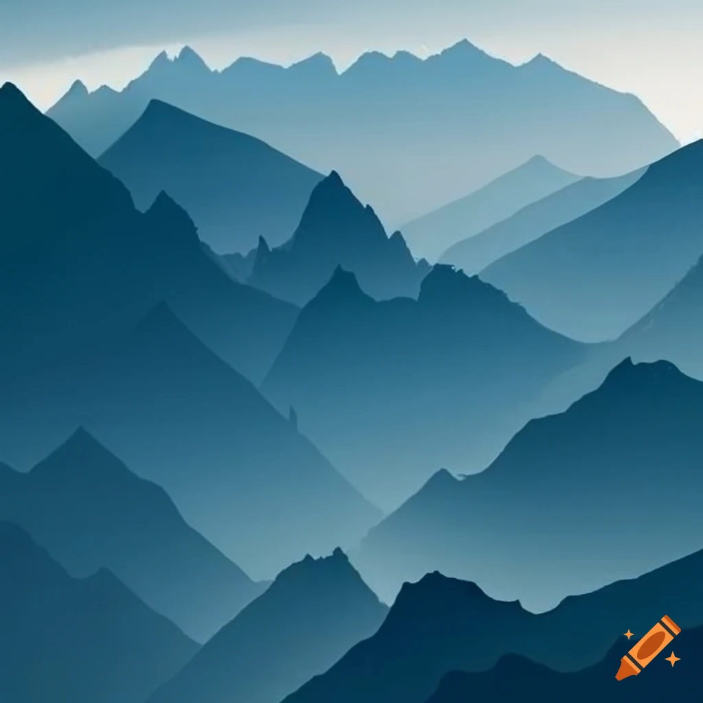 Blue alpine mountain landscape