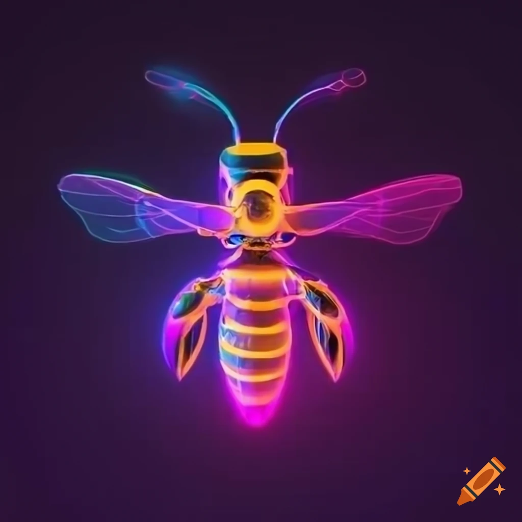 Neon vaporwave bees artwork