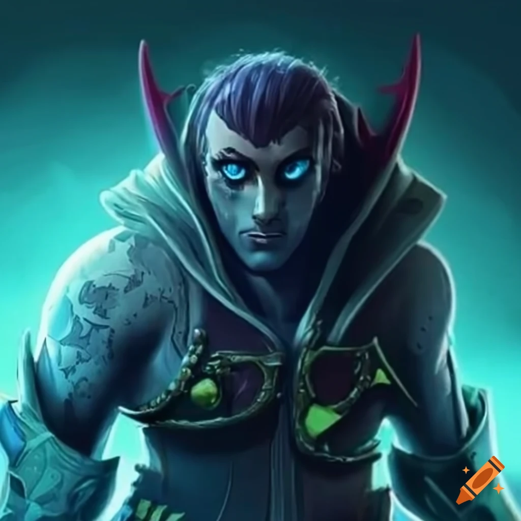 Fallen celestial rogue, bounty hunter male shrouded in darkness on Craiyon