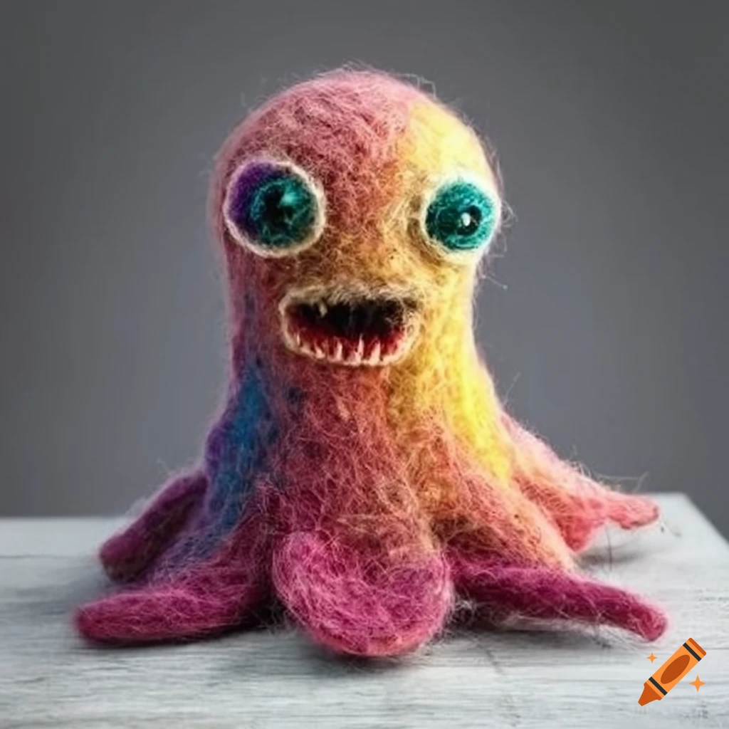 Felted wool sea monsters on Craiyon