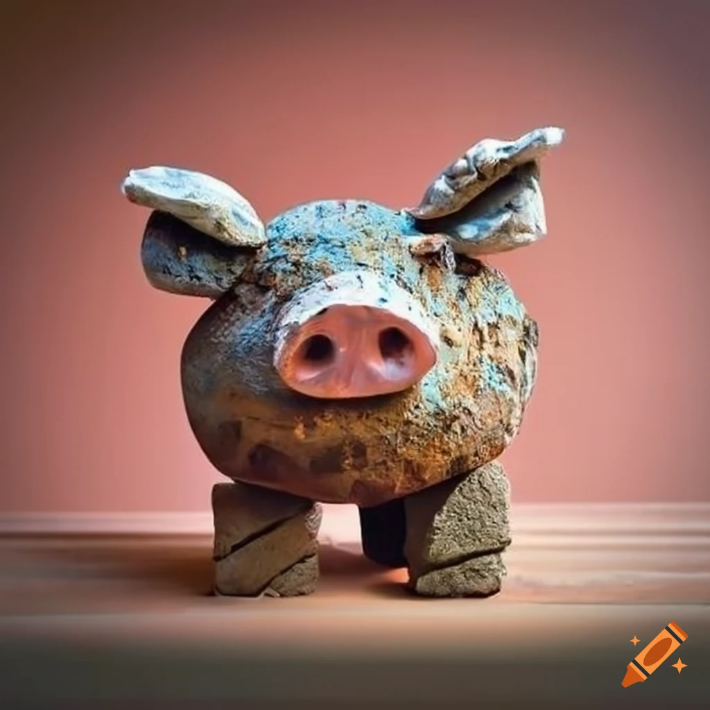 Stacked stone pig sculpture on Craiyon