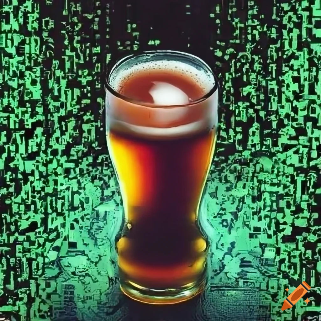 Matrix-themed pint of beer