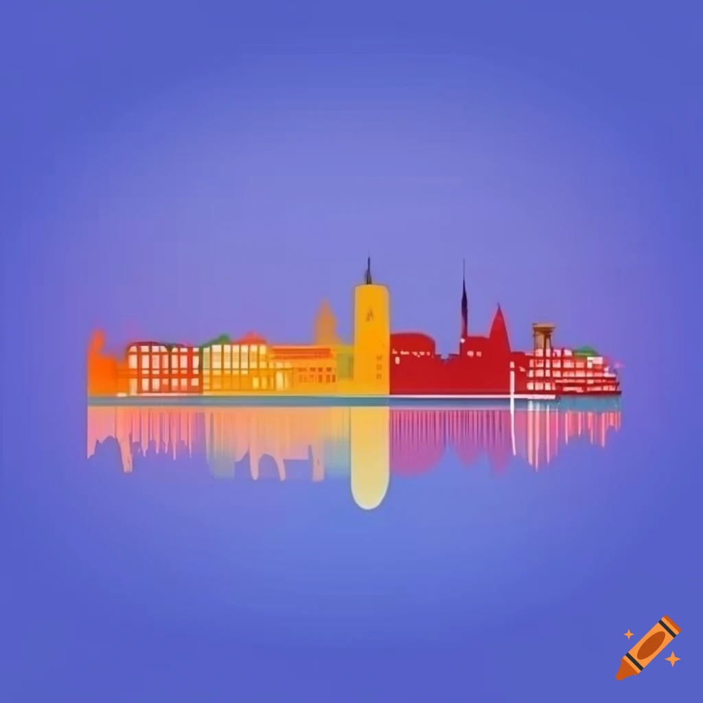 Old gdansk landscape line illustration on Craiyon