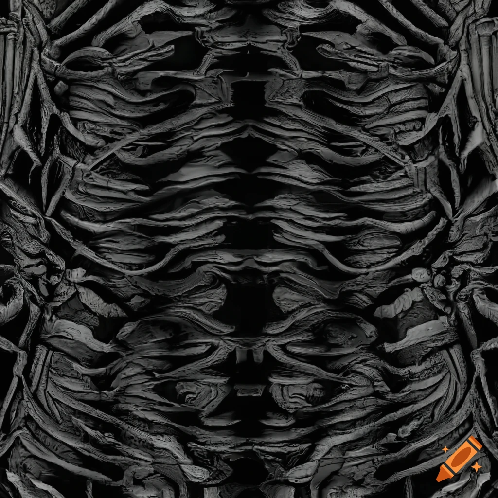 Seamless black and white alpha map biomechanical rib texture on Craiyon
