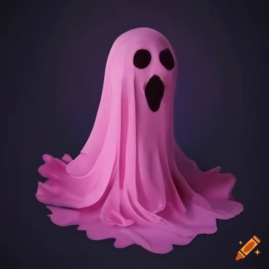 Illustration of a pink ghost on a white background on Craiyon