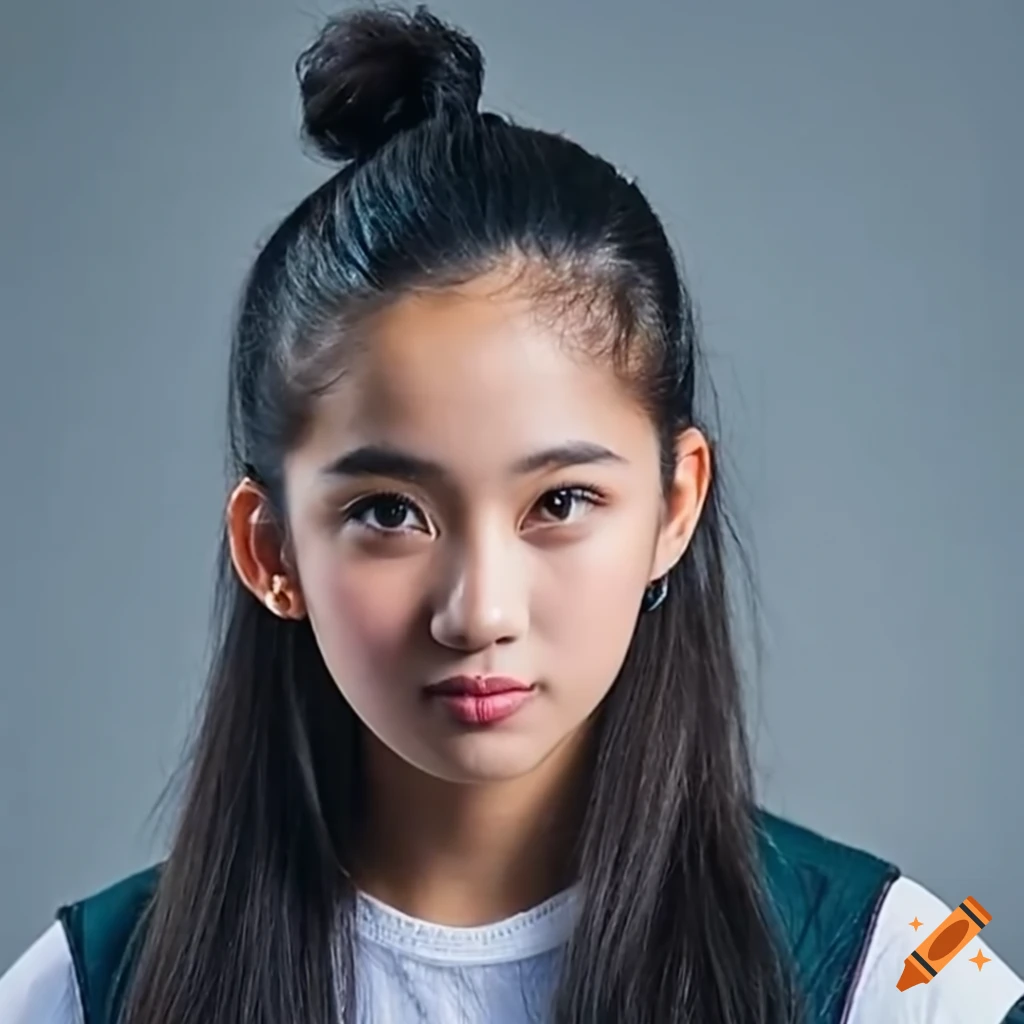 Portrait of a determined and beautiful 15-year-old female student on ...