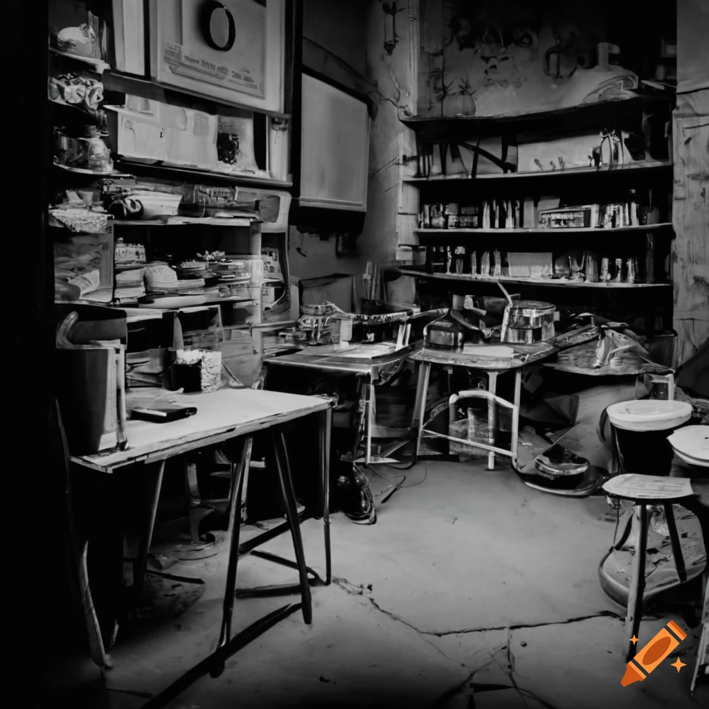 Blacksmith workshop interior in a dark setting on Craiyon