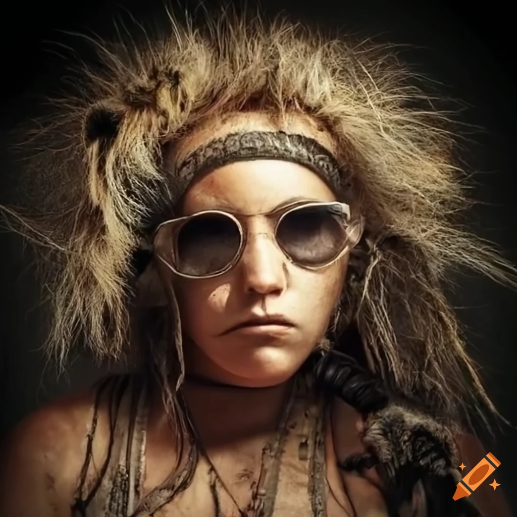 Australian bogan in post-apocalyptic style with a koala