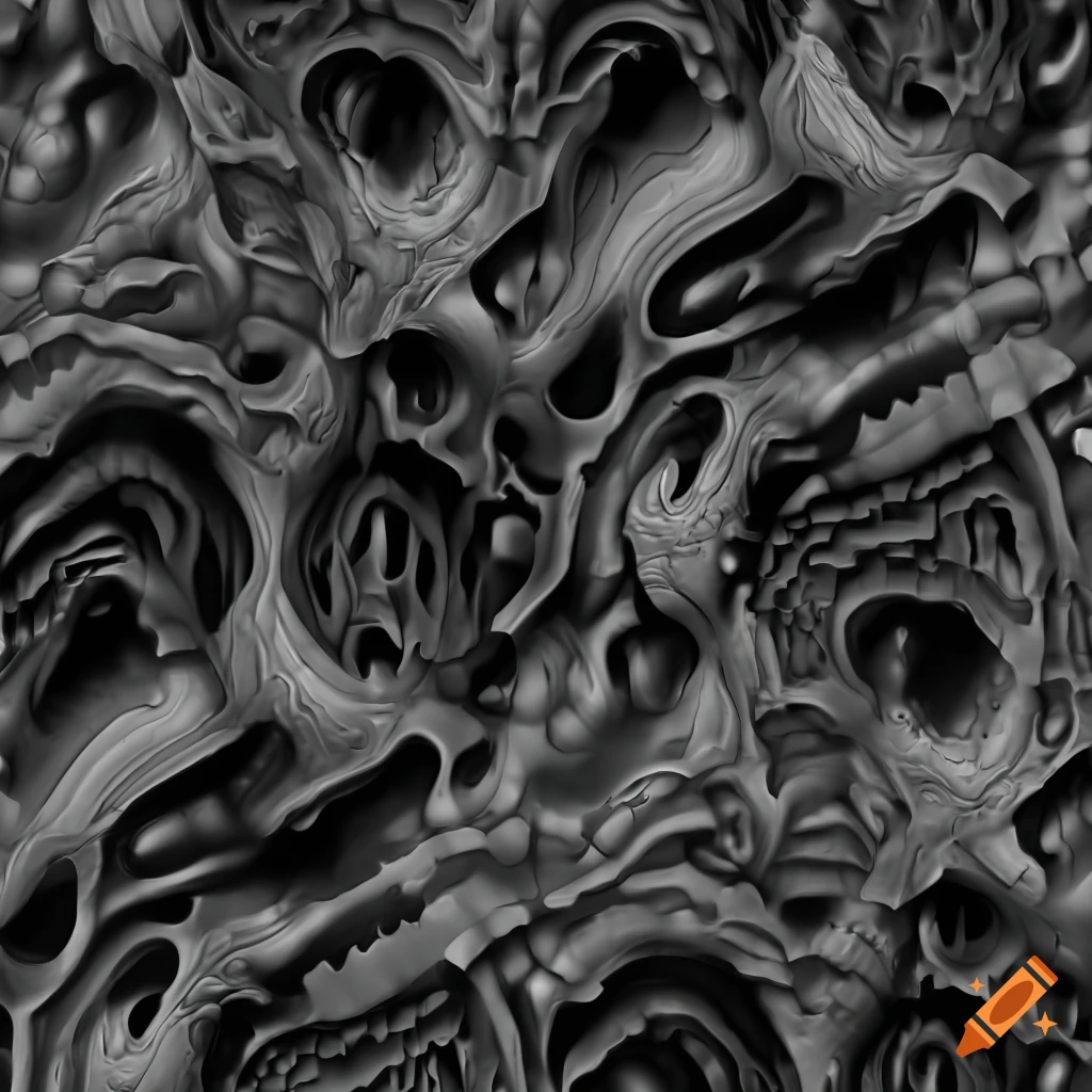 Seamless grayscale biomechanical texture on Craiyon