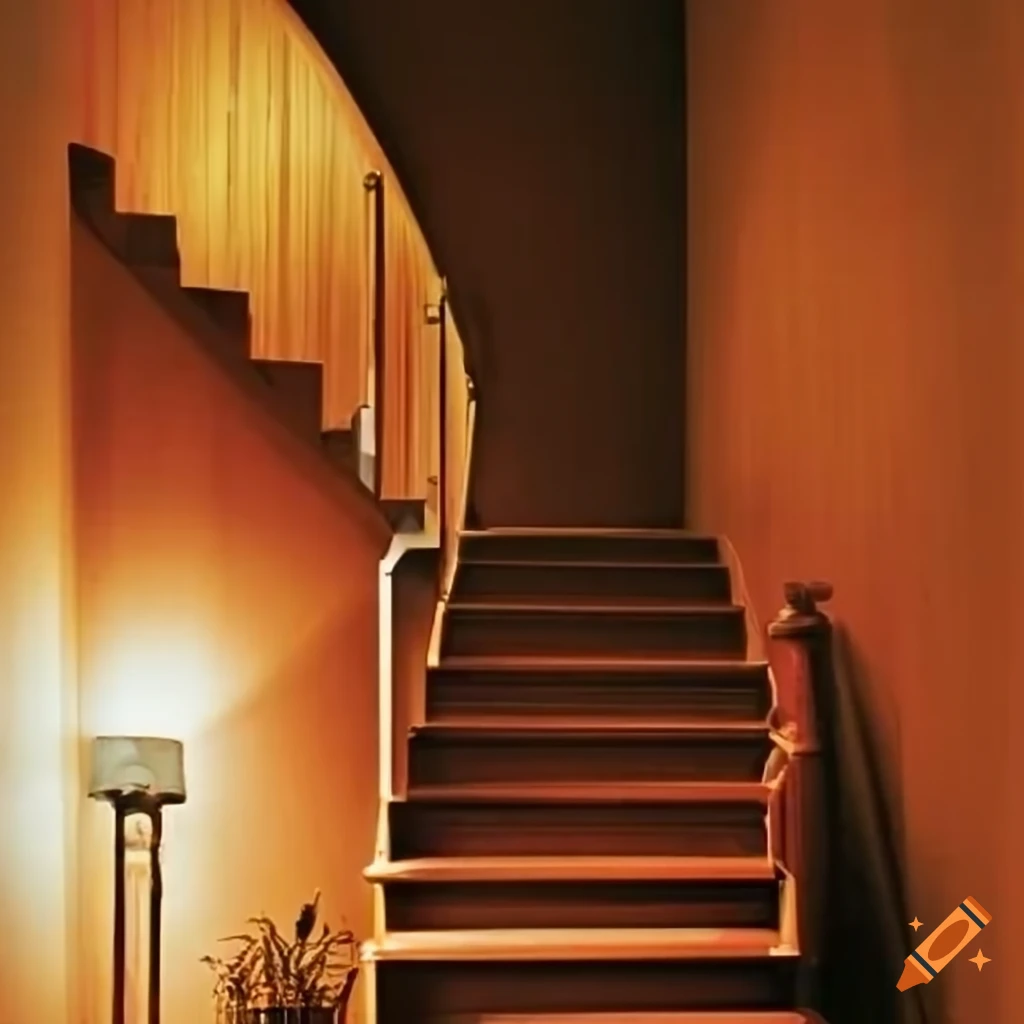 Staircase in a 1980s house on Craiyon