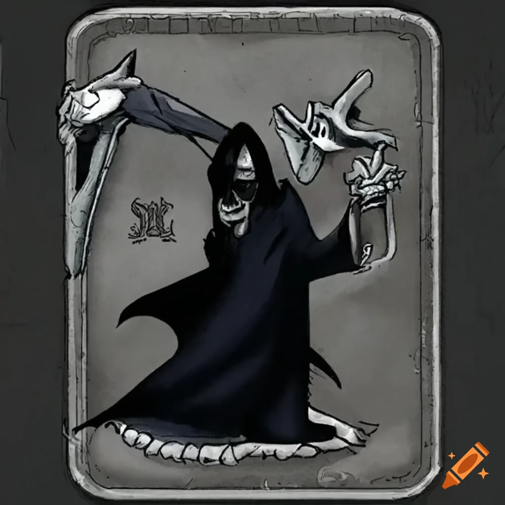 Artwork of the Grim Reaper playing cards on Craiyon