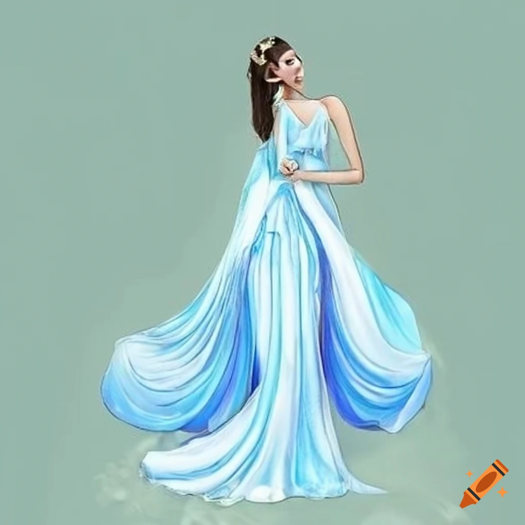 Pearlescent blue greek dress